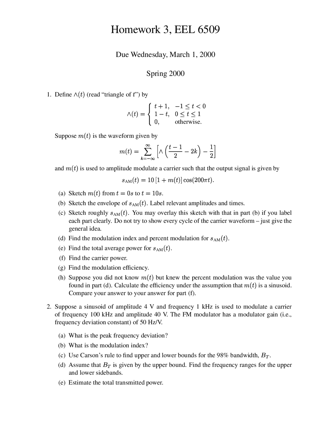 Homework 2 For Wireless Communication Eel 6509 Docsity