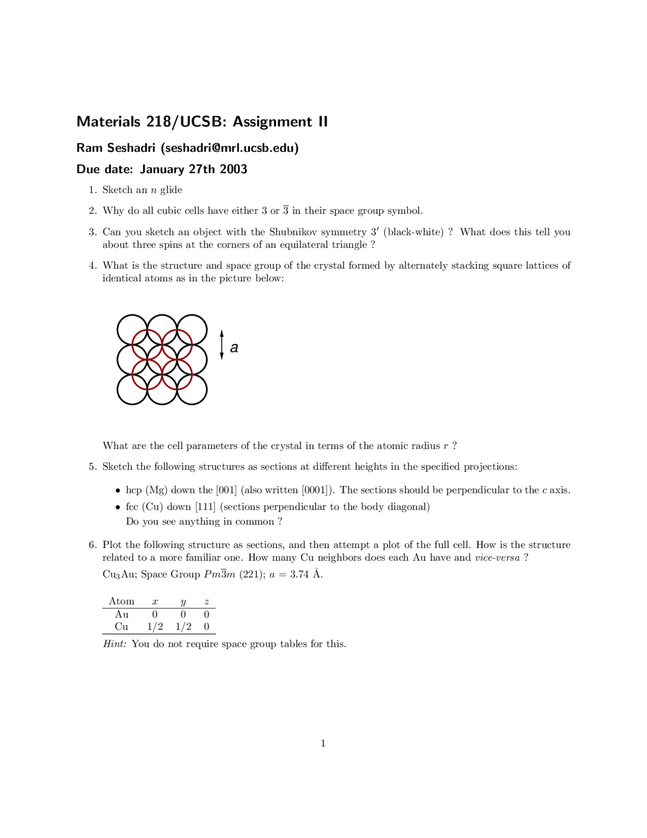 Assignment 2 Solutions Introduction To Inorganic Materials 2003