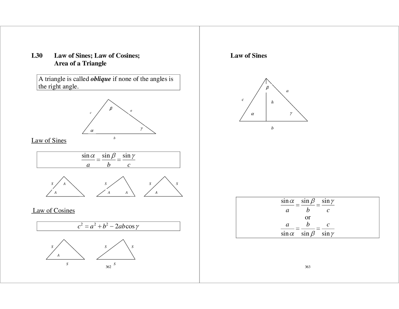 Examples On Law Of The Sines And Cosines And Area Of Triangular Mac