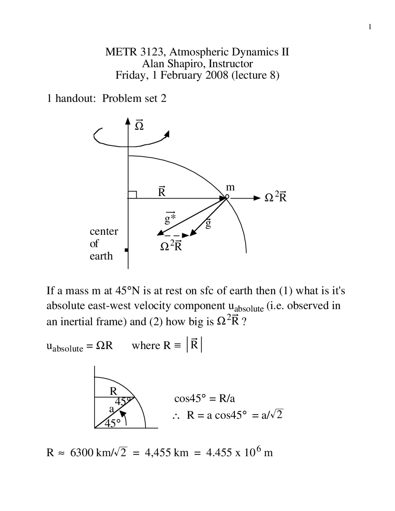 Problem Set 2 On Atmospheric Dynamics Ii Theory Of Atmospheric Flows
