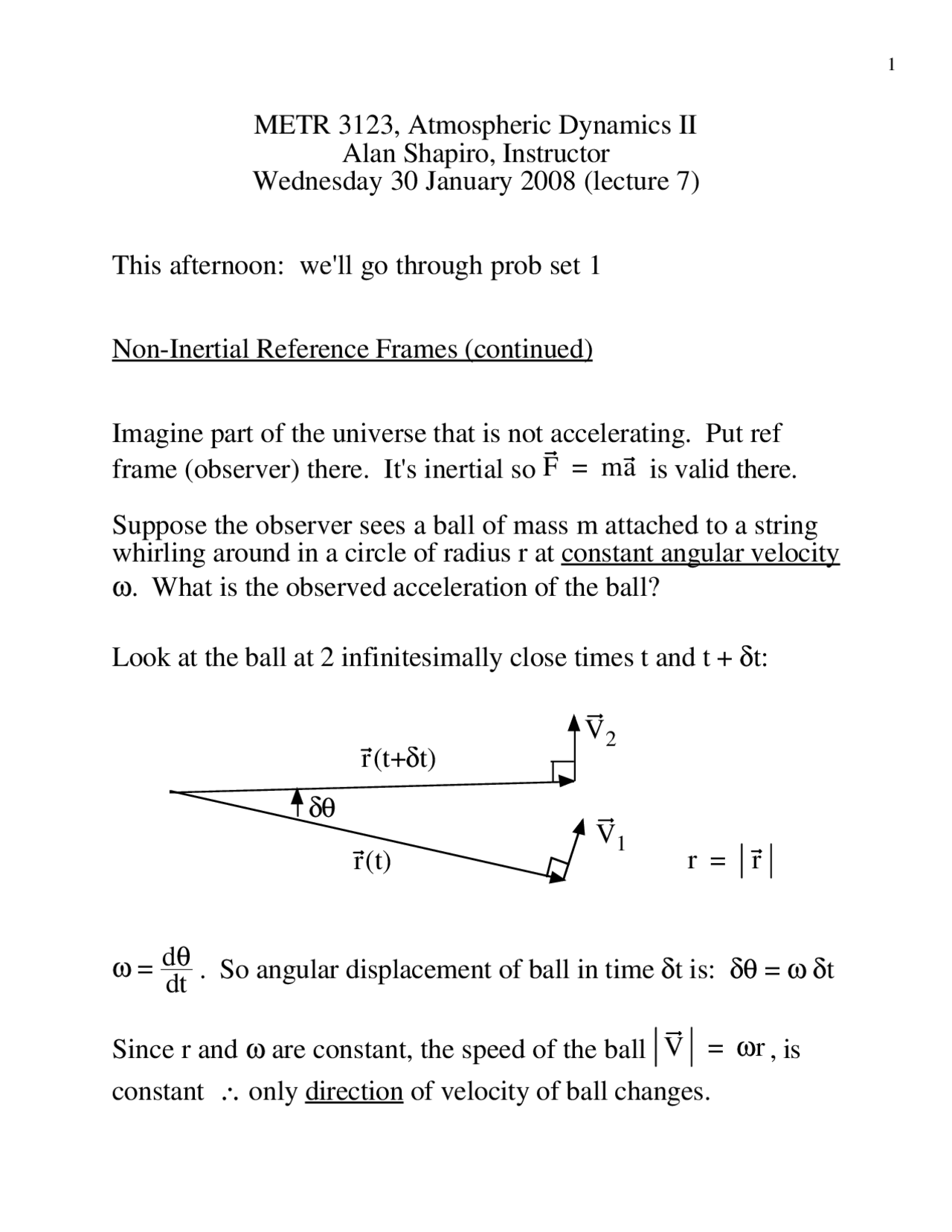 Atmospheric Dynamics Ii Non Inertial Reference Frames Metr 3123