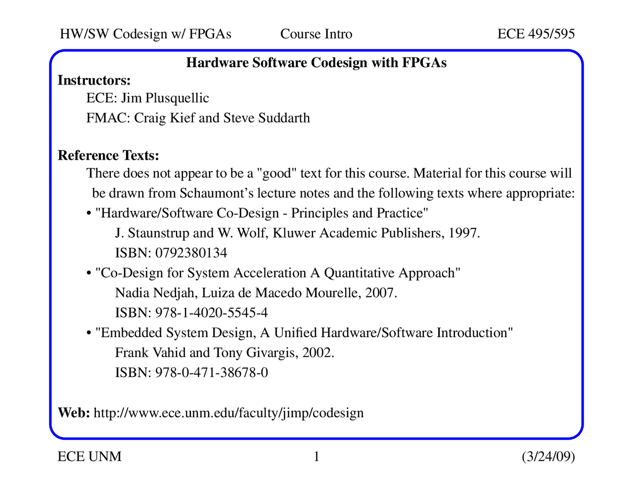 Hardware Software Codesign With Fpgas Ece 495 Docsity
