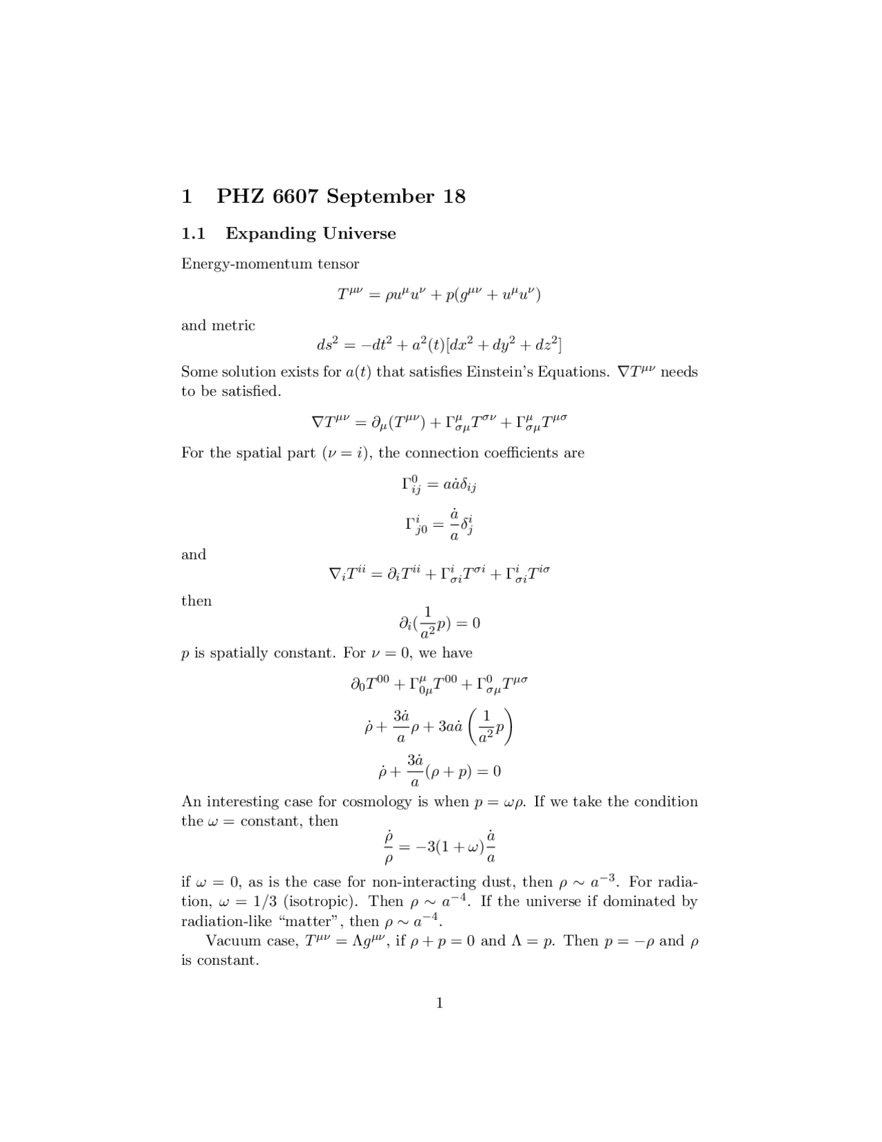 Expanding Universe Special And General Relativity Notes Phz 6607