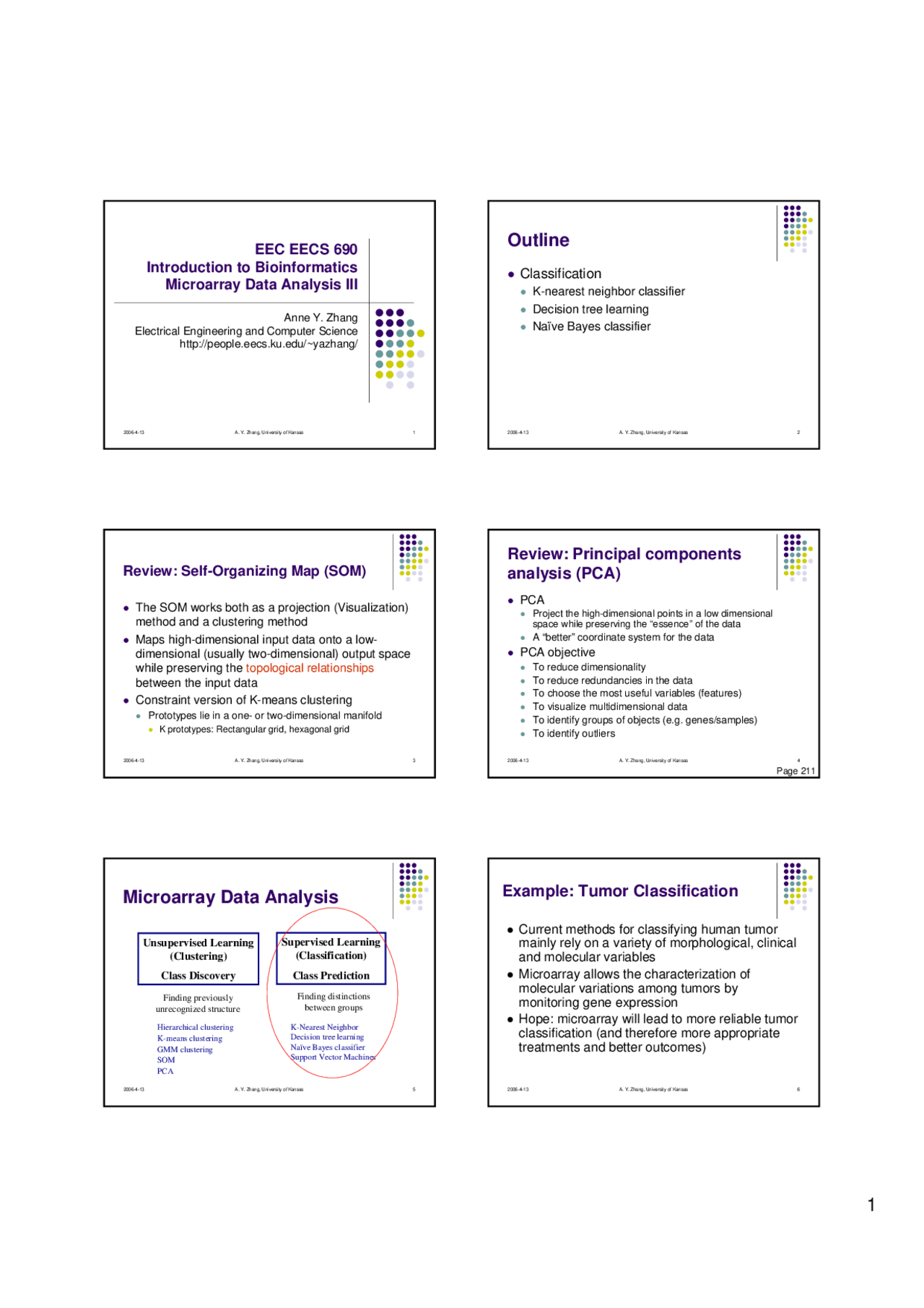 Introduction To Bioinformatics Microarray Data Analysis Iii Eecs 690 Docsity