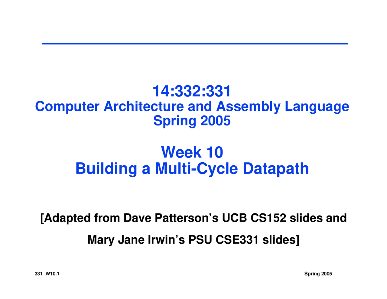 Building A Multi Cycle Datapath Lecture Notes 332 331 Docsity