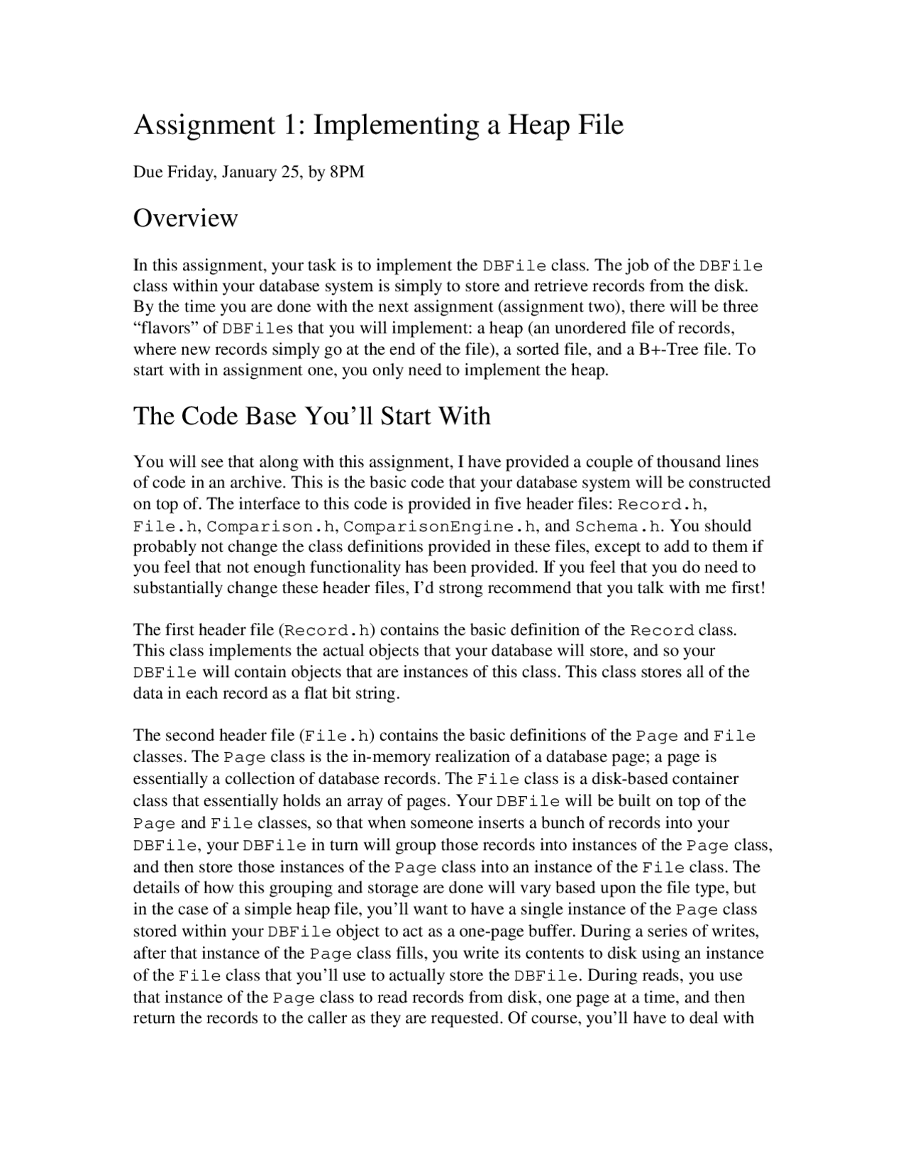 Overview Of Implementing A Heat File Assignment 1 Cop 6726 Docsity