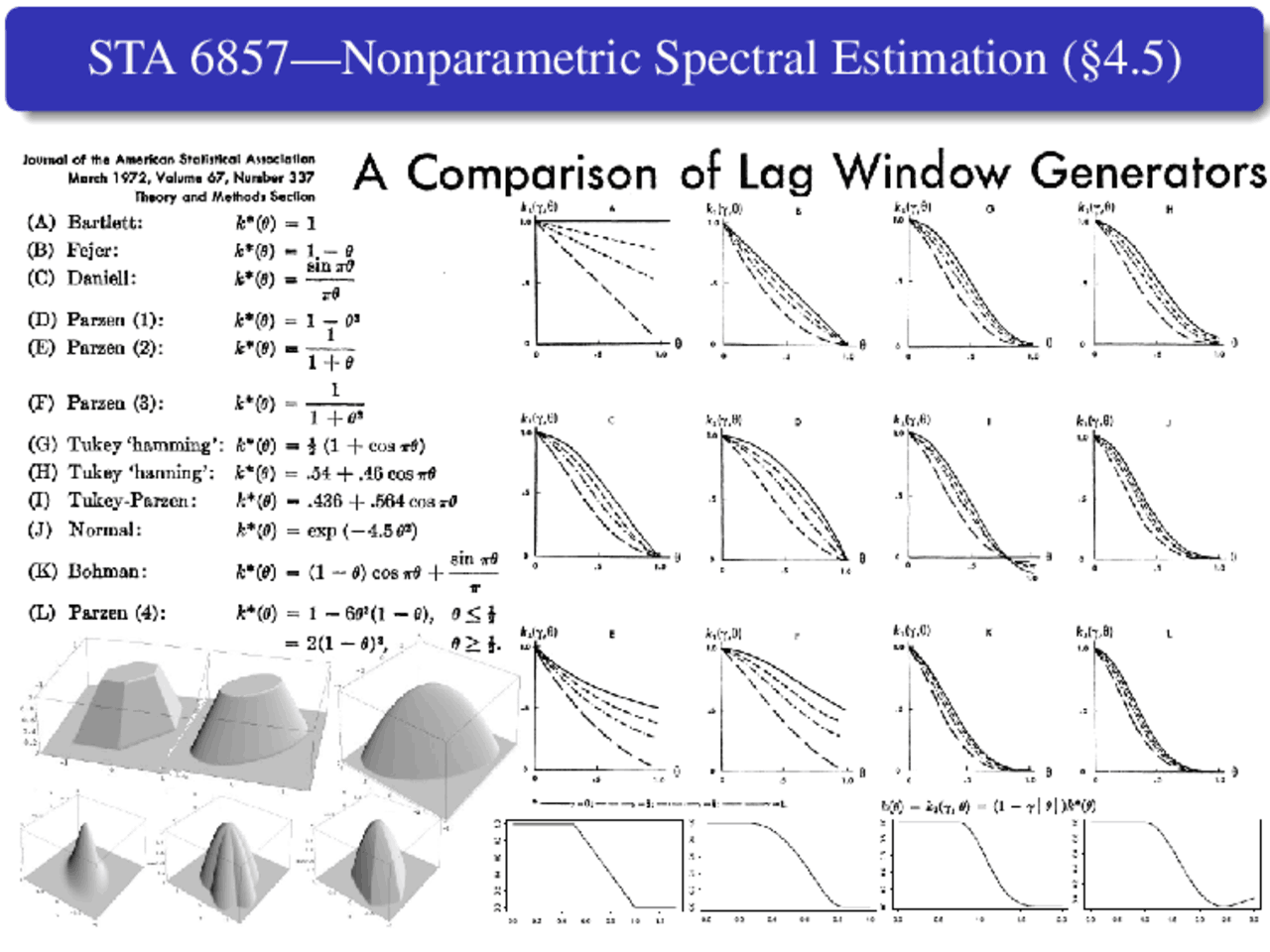 Nonparametric Spectral Estimation Outline Sta 6857 Docsity