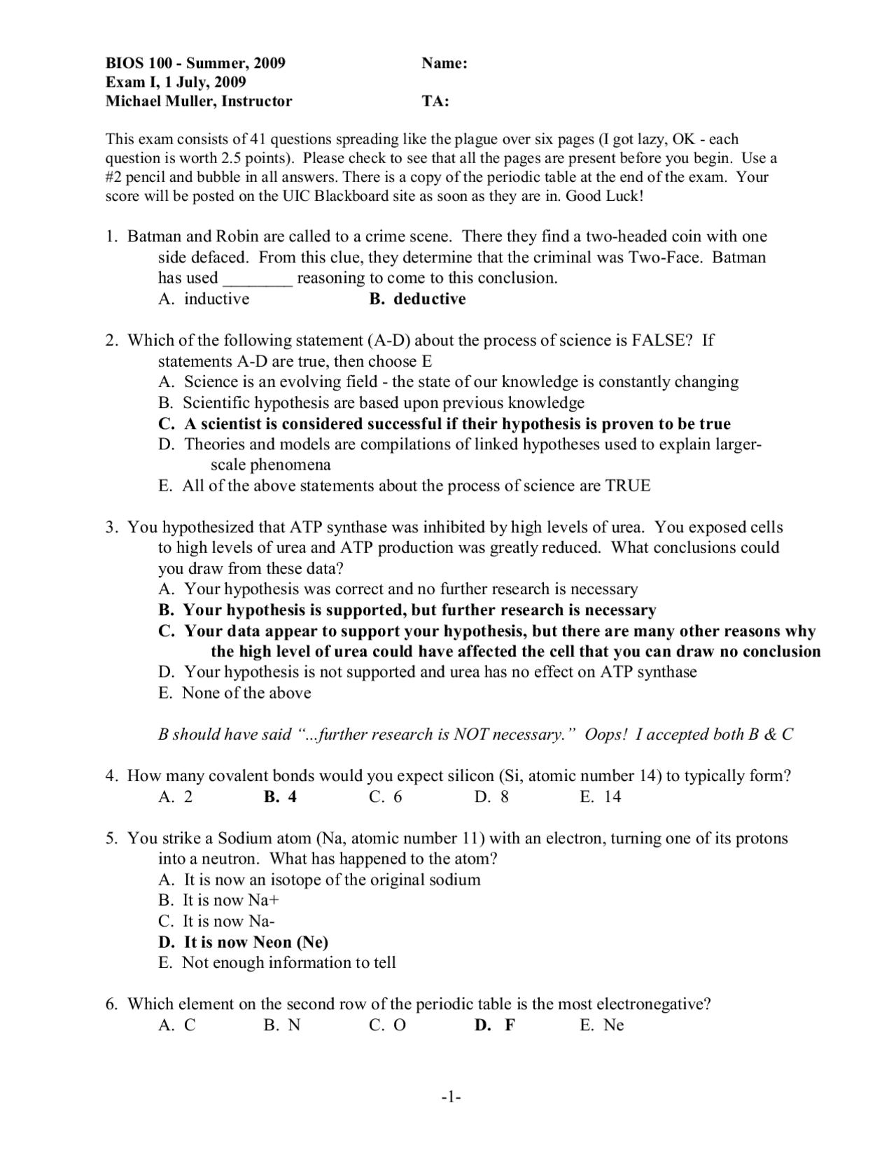 41 Solved Mcqs On Biology Of Cells And Organisms Exam I Bios 100
