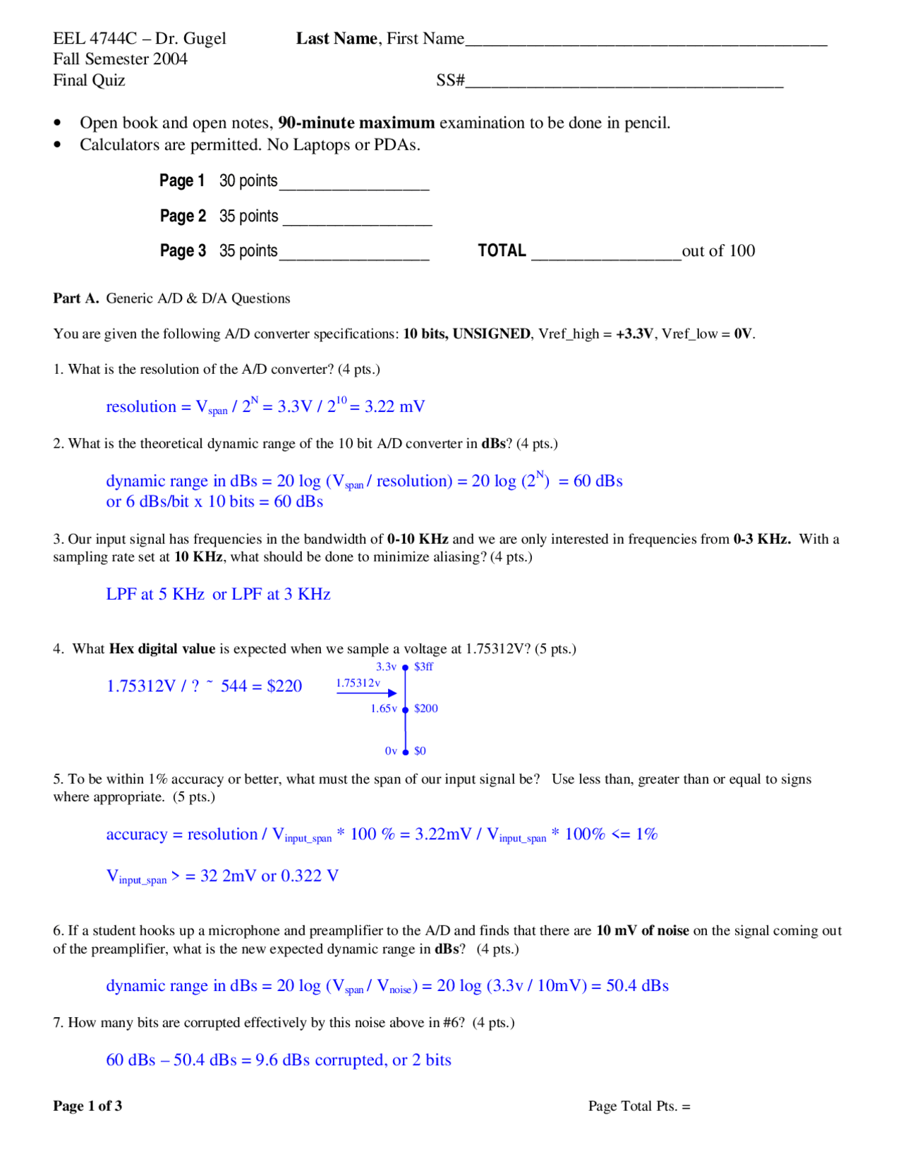 Final Quiz For Microprocessor Application Eel 4744 Docsity