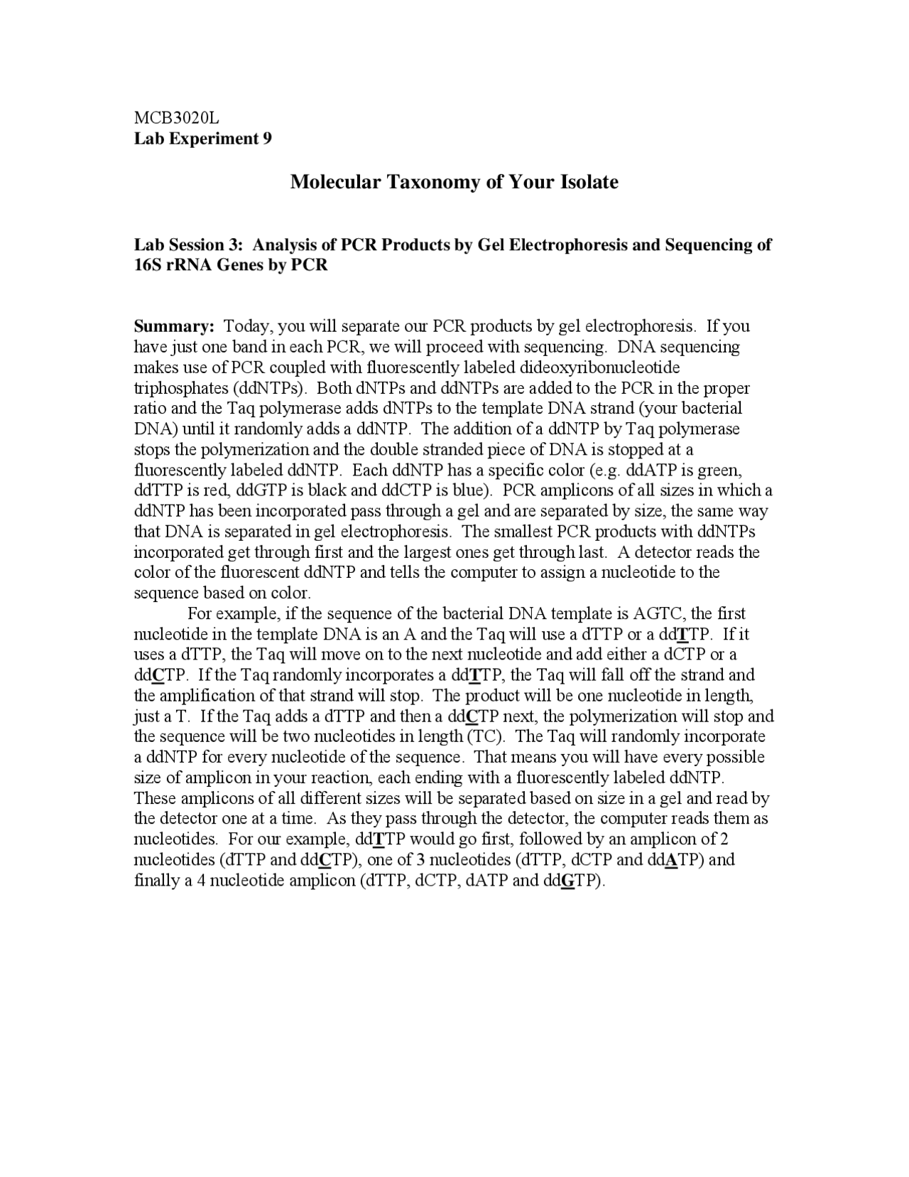 Lab Experiment 9 On Molecular Taxonomy General Microbiology Mcb