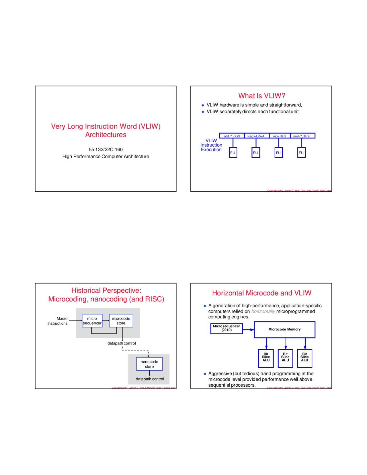 Very Long Instruction Word Architecture - Lecture Slides | 22C 160 - Docsity