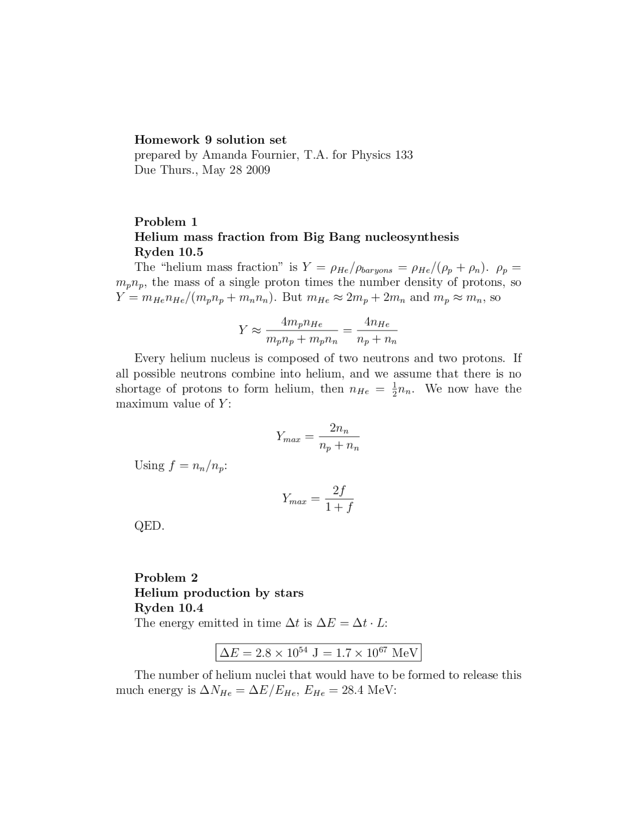 Homework #9 with Solutions - Galaxies/Cosmology | PHYS 133 | Assignments Physics | Docsity