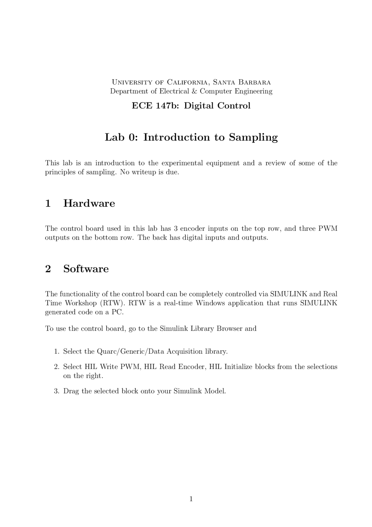 Introduction To Sampling Lab 0 Ece 147b Docsity