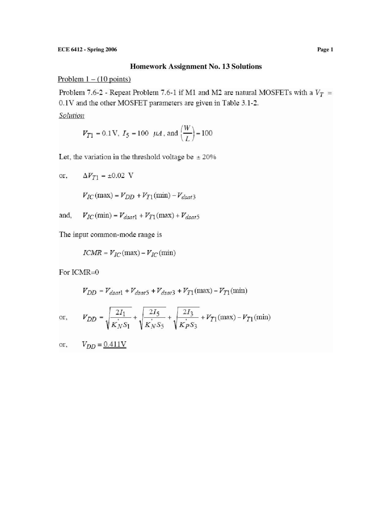 4 Solved Problems On Amplifier Of Circuit Assignment 13 Ece 6412