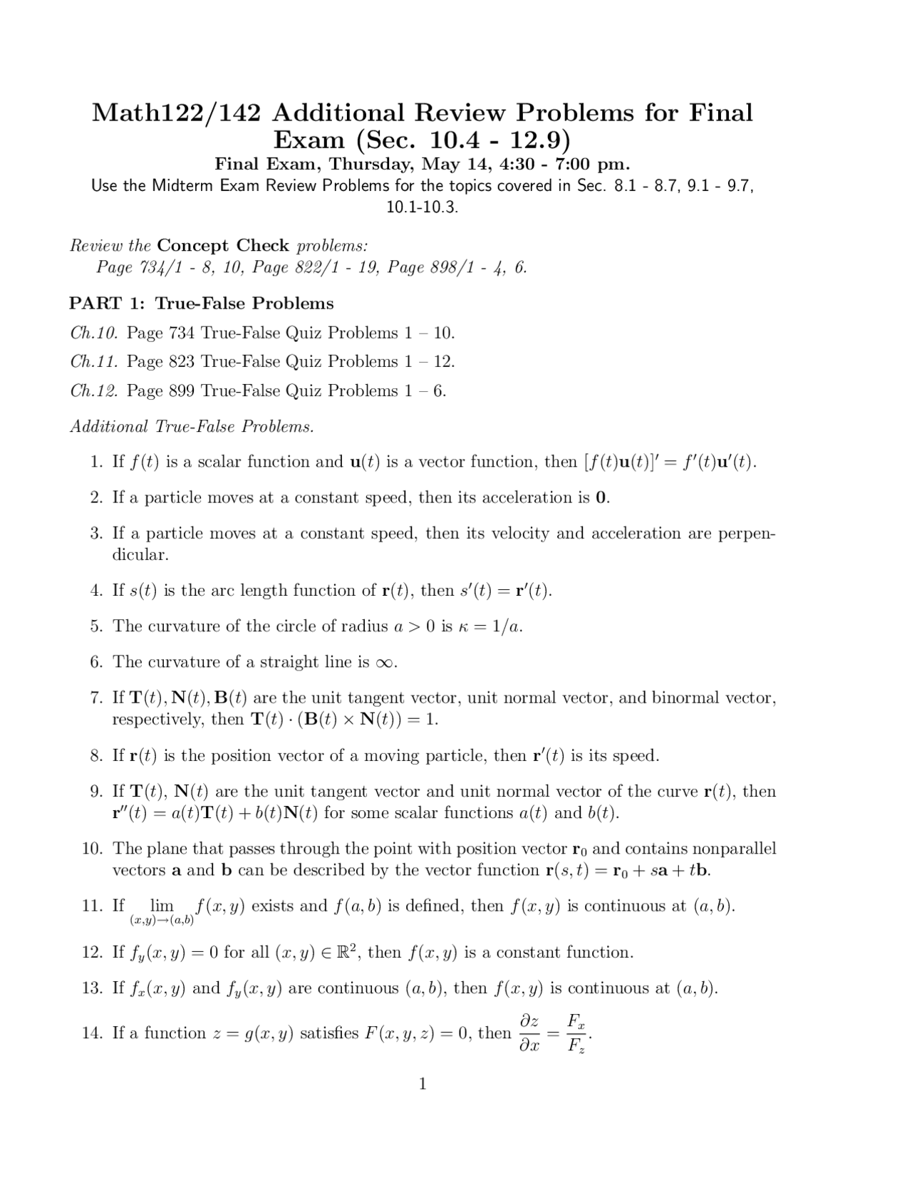 29 Problems On Vectors Of Plane Tangent To The Surface Final Exam