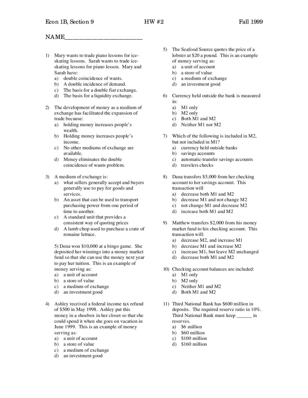Assignment 12 For Principles Of Macroeconomics Ecn 001b Docsity