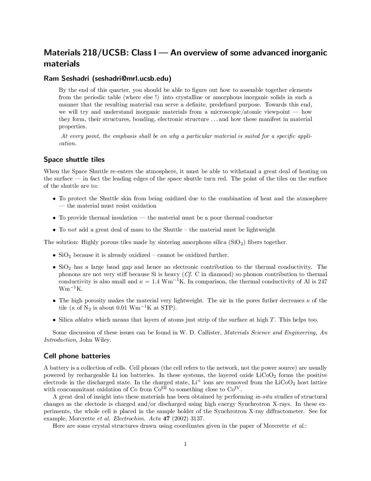 An Overview Of Some Advanced Inorganic Materials Matrl 218 Docsity