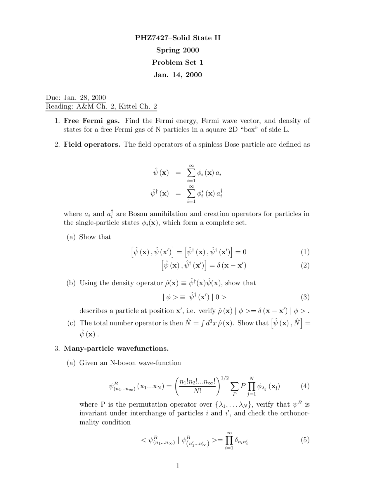 Problem Set 1 Practice Solid State Ii Phz 7427 Docsity