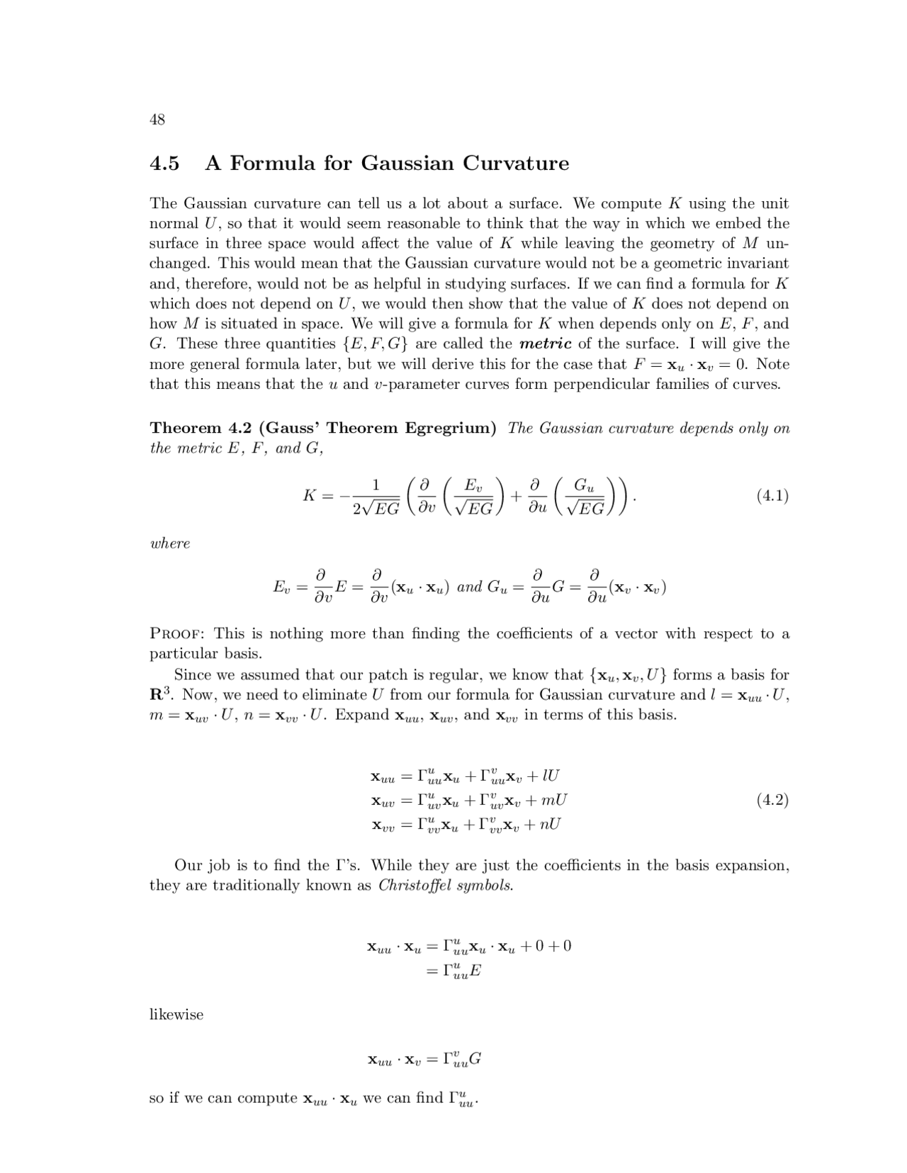 A Formula For Gaussian Curvature Lecture Notes Math 4080 Docsity