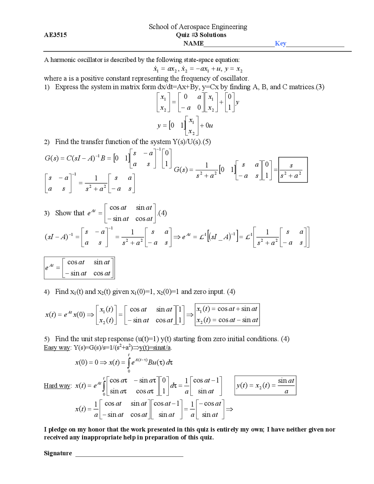 5 Questions On System Dynamics And Control Quiz Ae 3515 Docsity