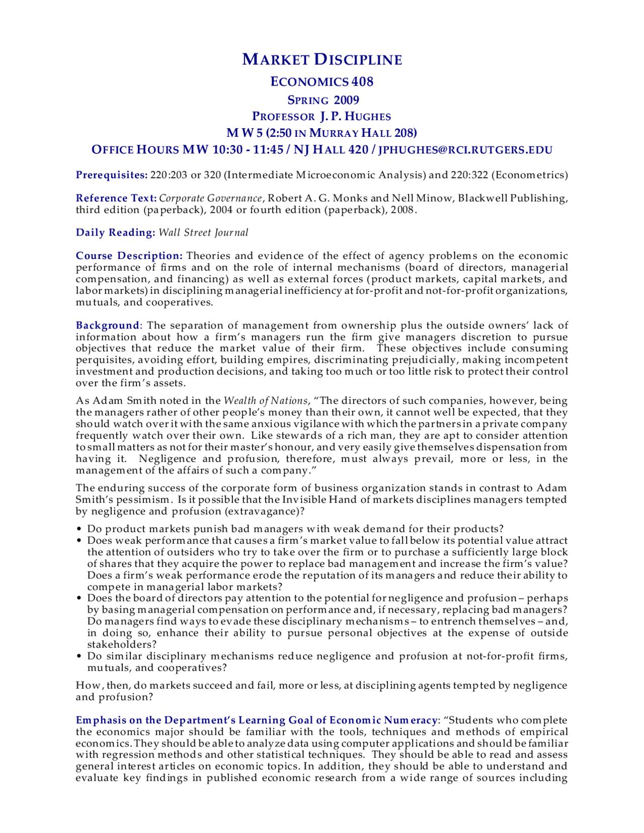 The Market Discipline in the Economics - Final Examination | 220 322 ...