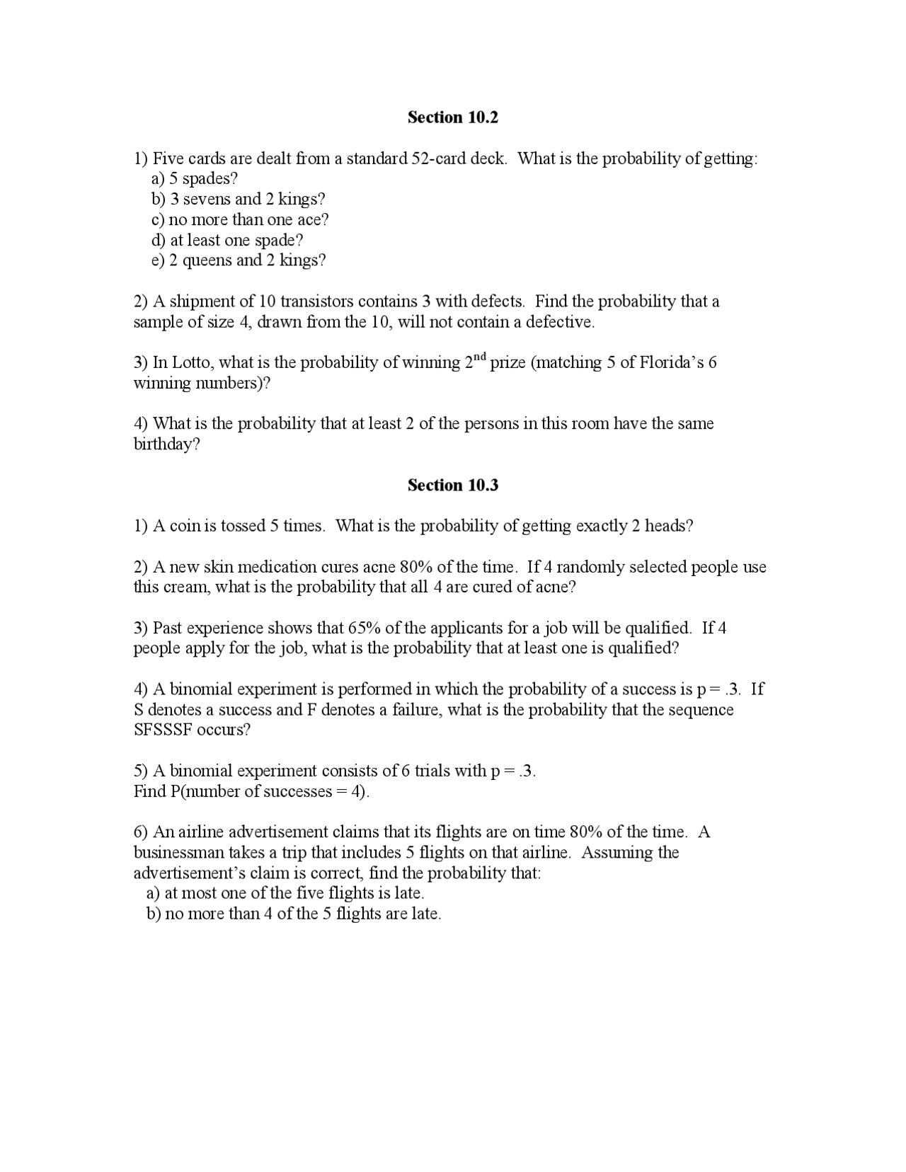 6 Unsolved Questions On Finite Mathematics Mgf 1106 Docsity