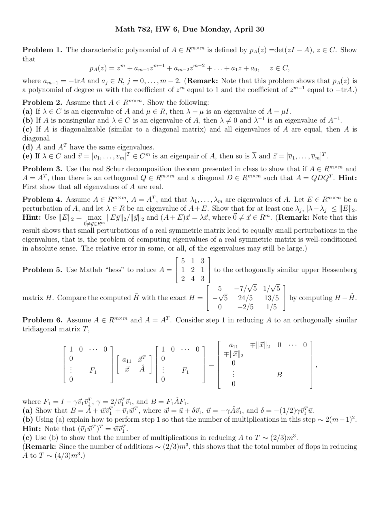 Problems on Numerical Analysis II - Old Assignment 6 | MATH 782 ...