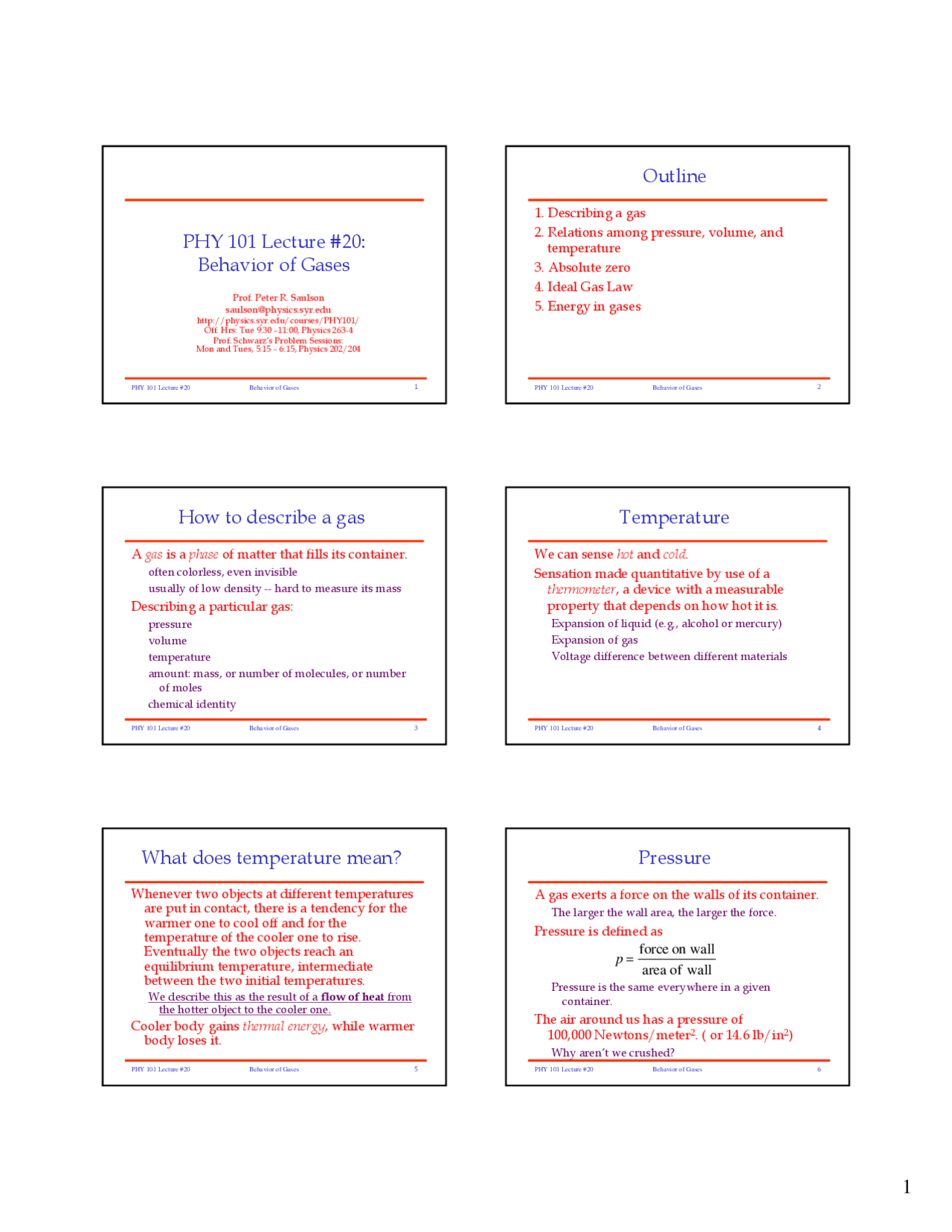 Behavior Of Gases Major Concepts Of Physics I Slides Phy 101