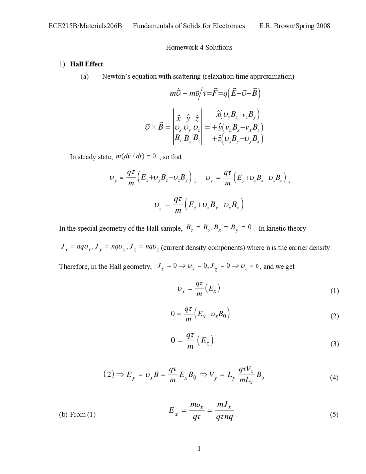 Homework 4 Solutions Fundamentals Of Solids For Electronics Esm 215