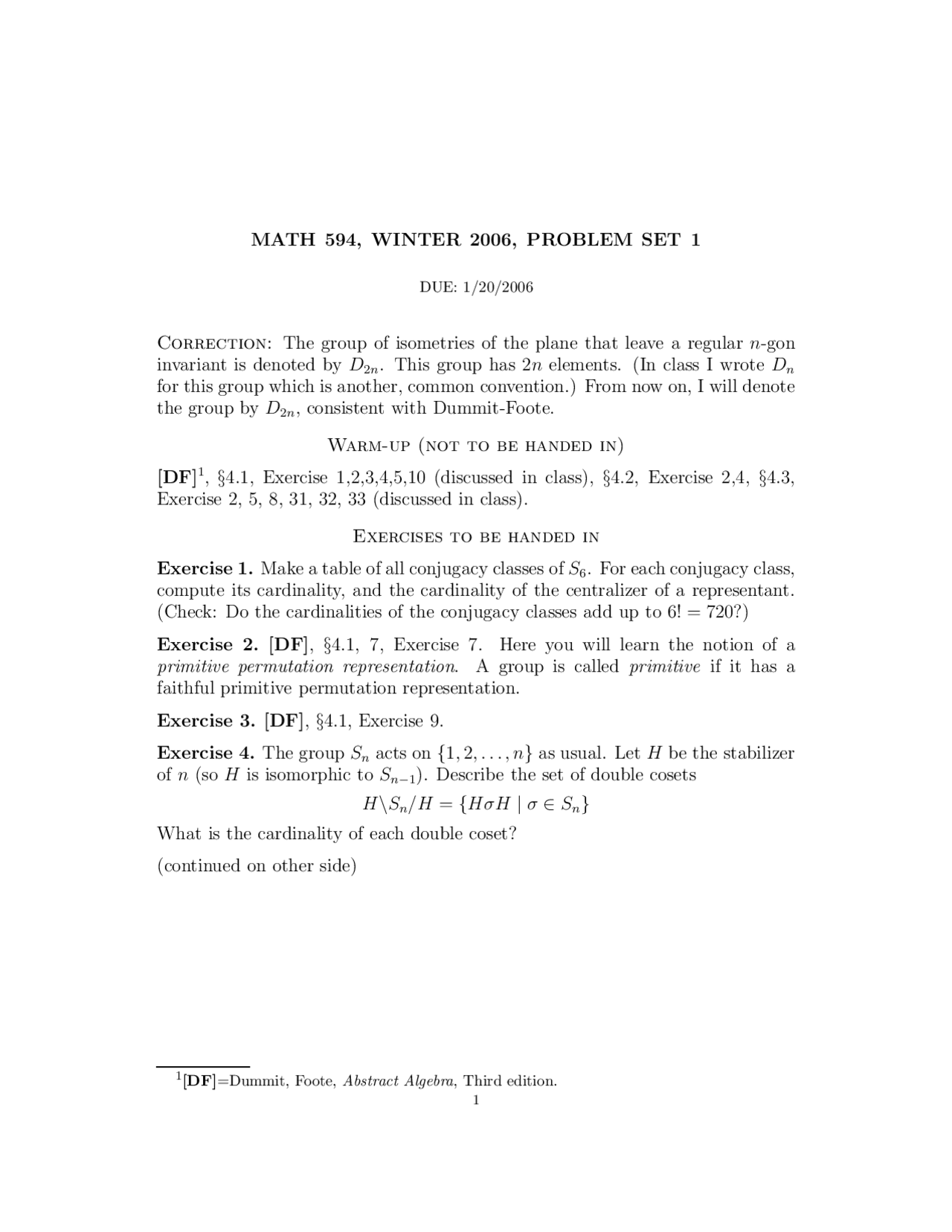 8 Unsolved Questions Of Problem Set 1 Algebra Ii Math 594 Docsity