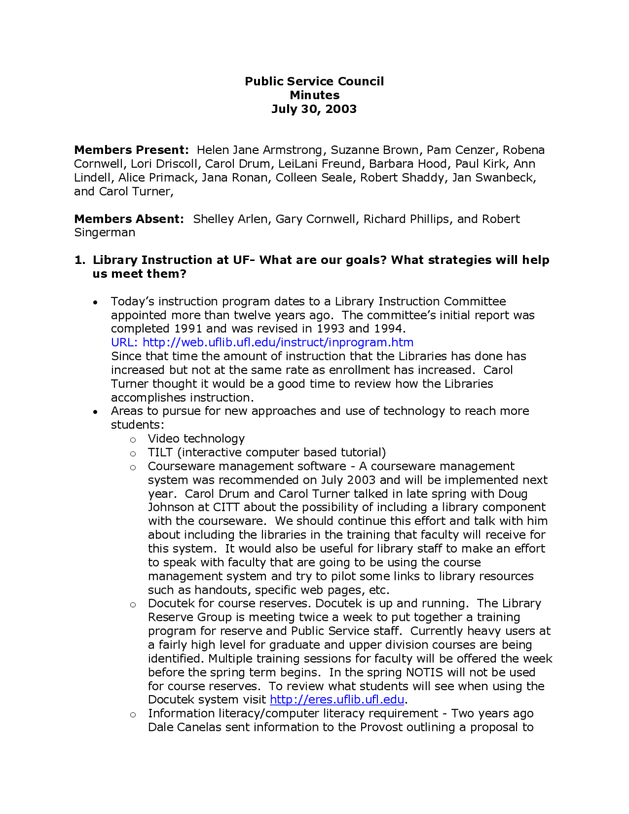 Library Instruction at UF: Strategies and Goals for Reaching More ...