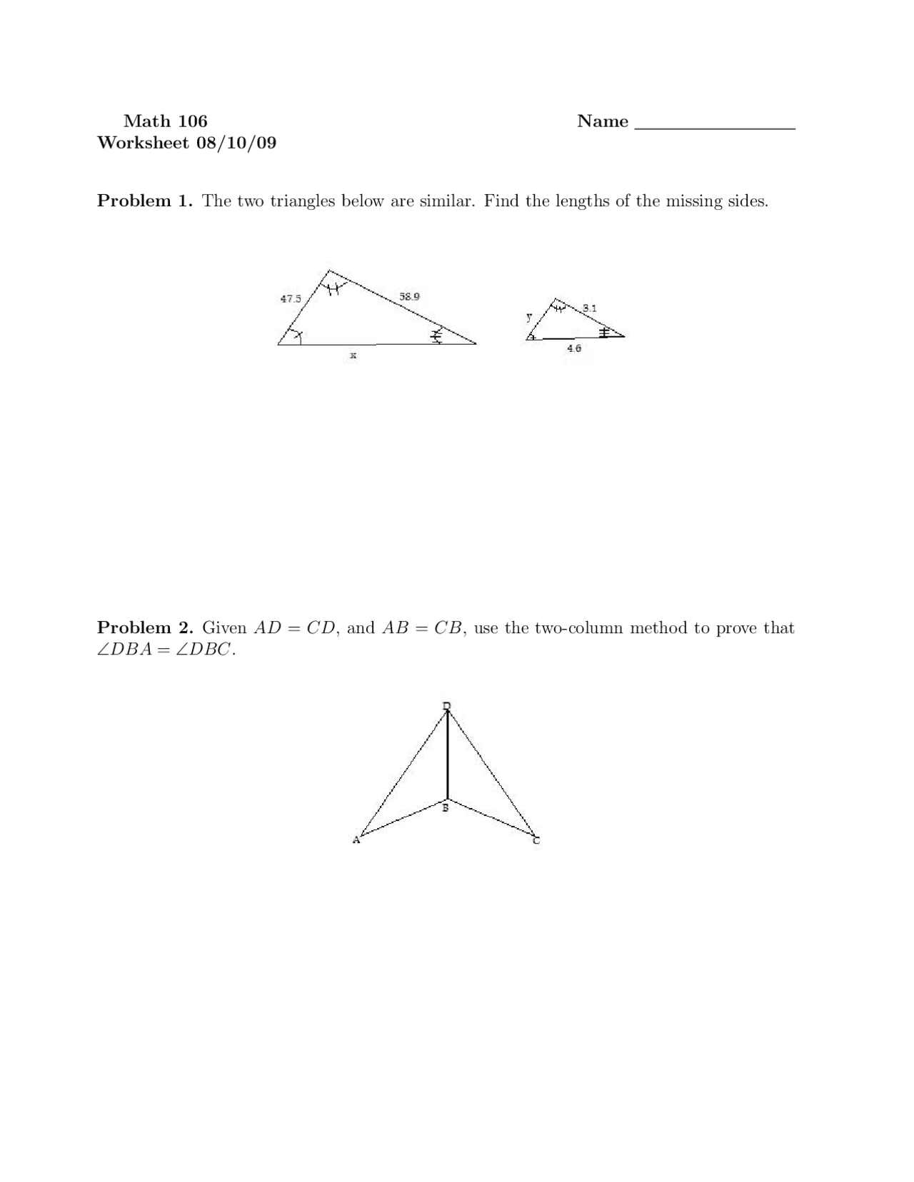 4 Questions For Mathematics Assignment 7 Math 106 Docsity