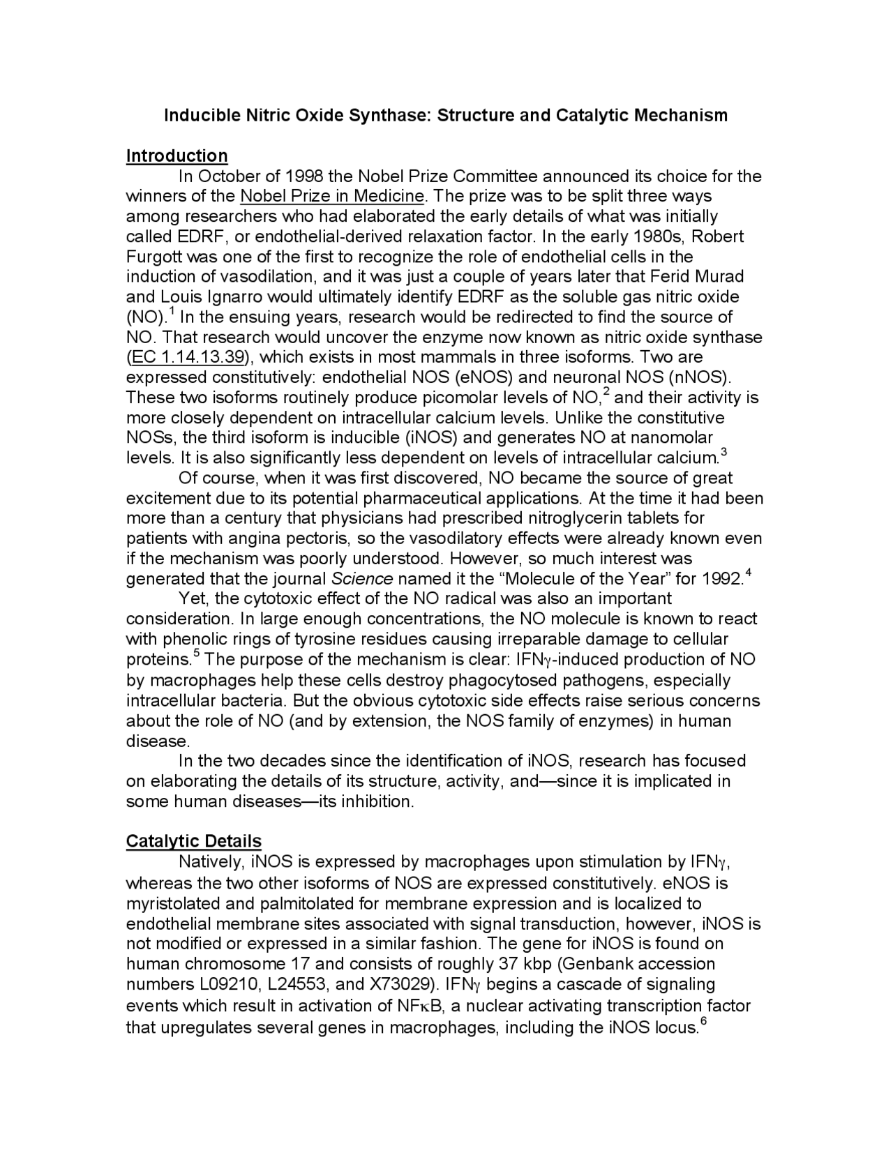 The Role and Mechanism of Inducible Nitric Oxide Synthase (iNOS ...
