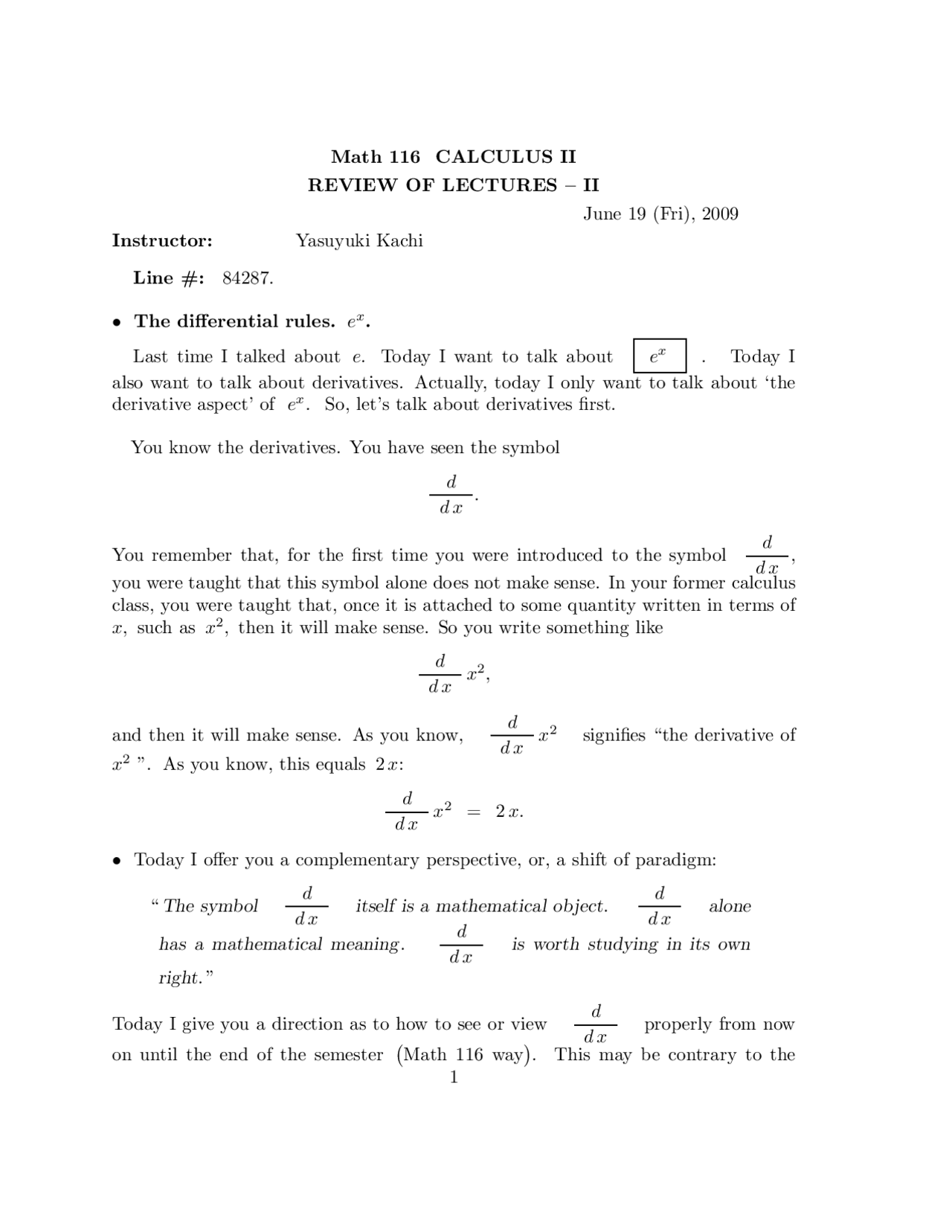The Differential Rules, Direction and beauty of Formula - Review Sheet ...