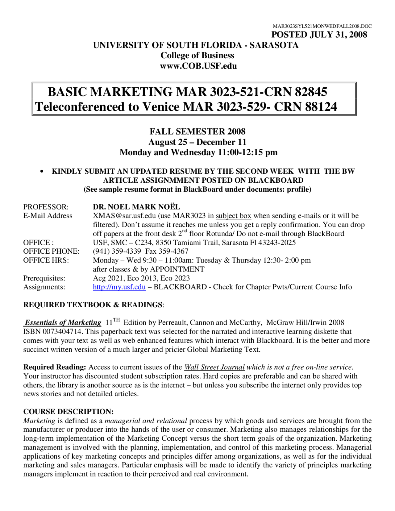 Syllabus Basic Marketing For Exam 1 410228 Docsity