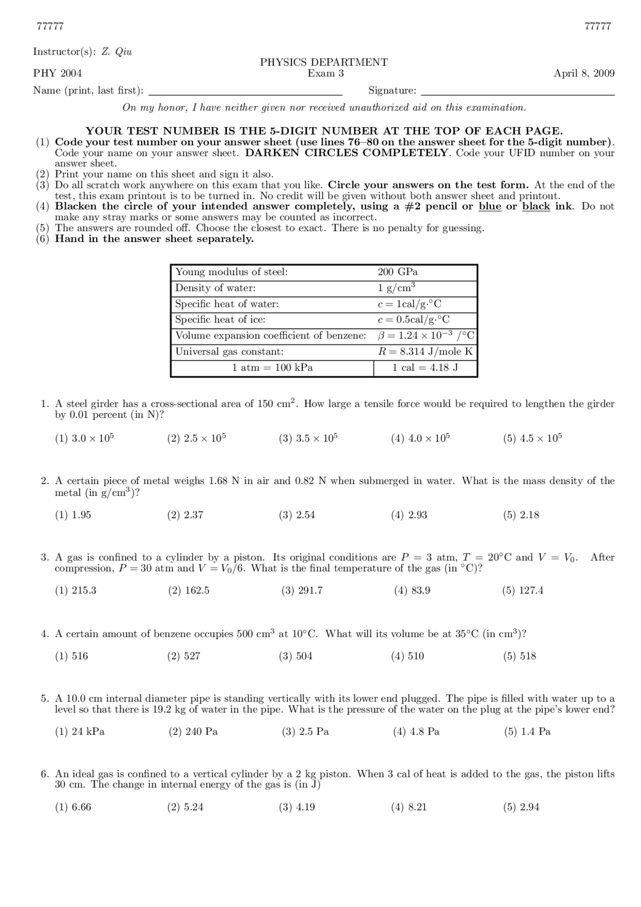 10 Multiple Choice Questions On Applied Physics I Phy 2004 Docsity