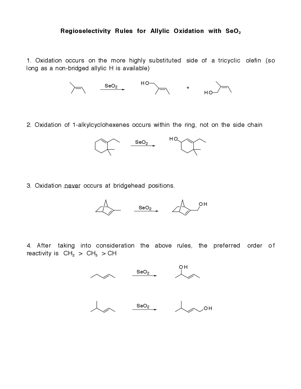 Notes on Regioselectivity Rules for Allelic Oxidation with SeO2 | CHE ...