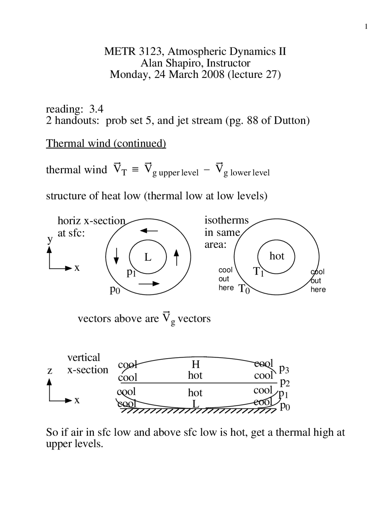 Problem Set 5 On Atmospheric Dynamics Ii Theory Of Atmospheric Flows