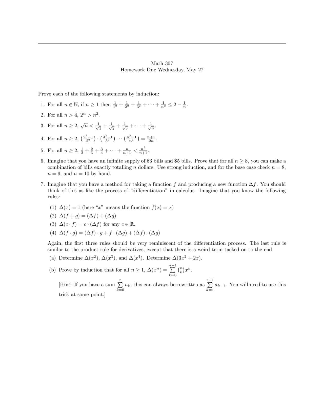 Introduction To Proof Homework Questions Math 307 Docsity