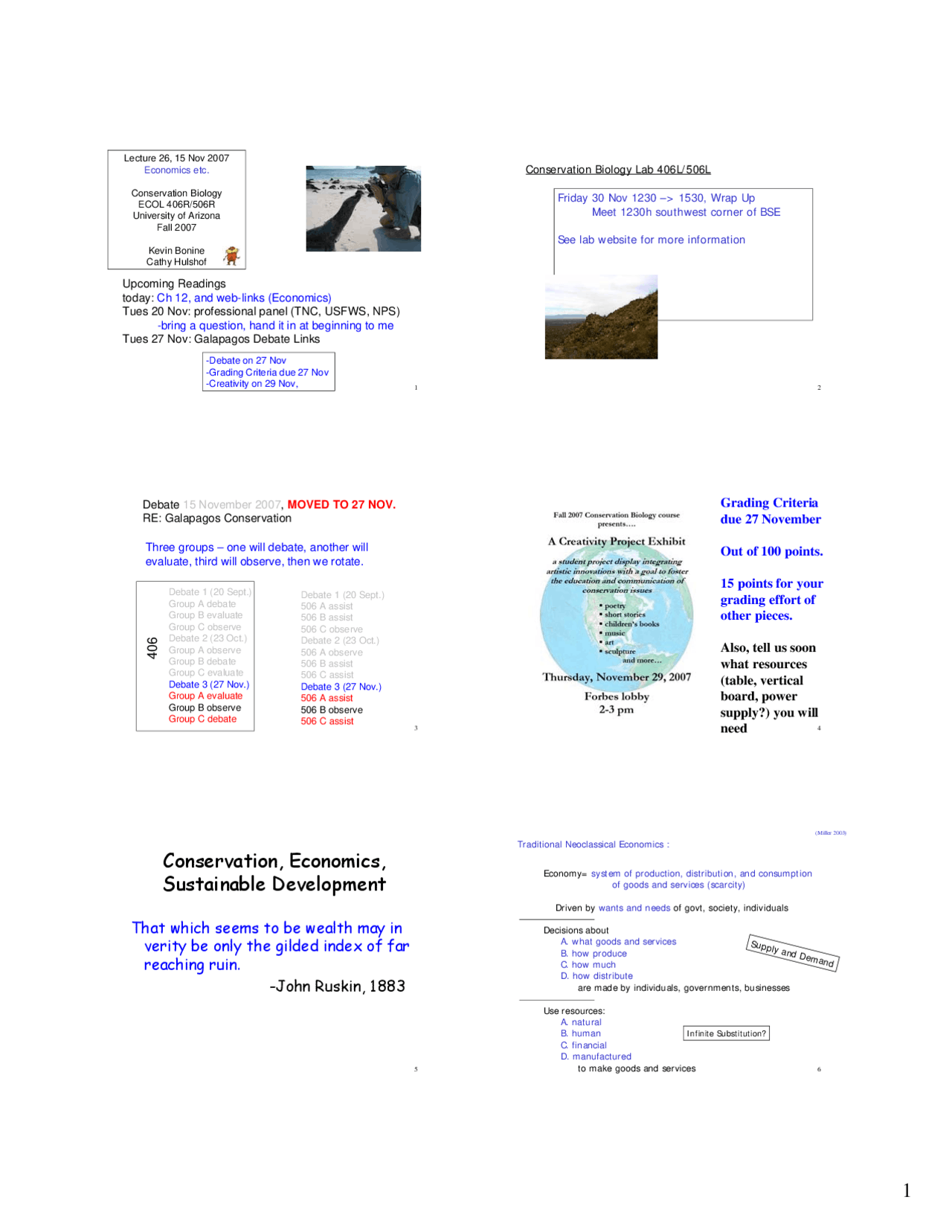 Conservation Economics Sustainable Development Lab Ecol 406r Docsity