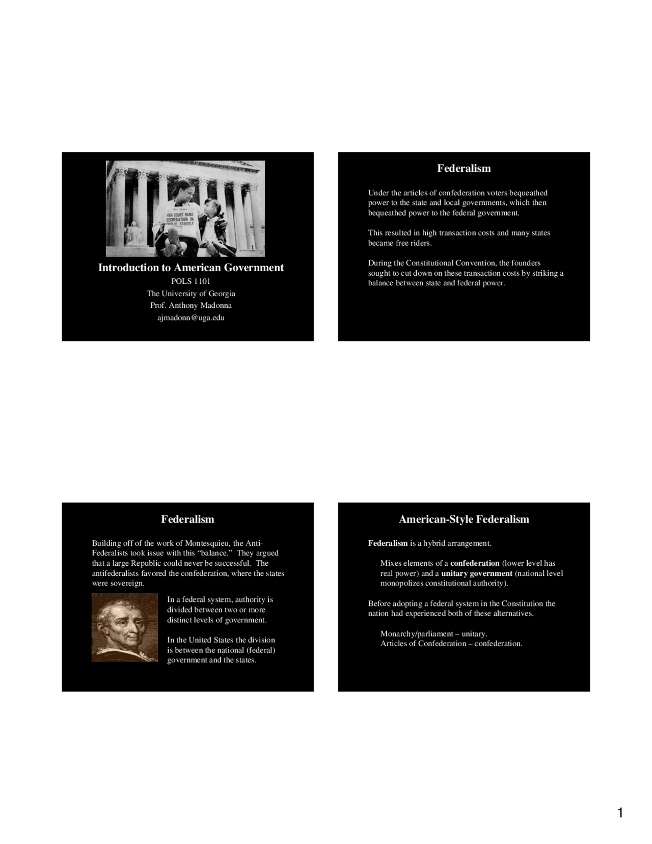 Federalism - Introduction to American Government | POLS 1101 - Docsity