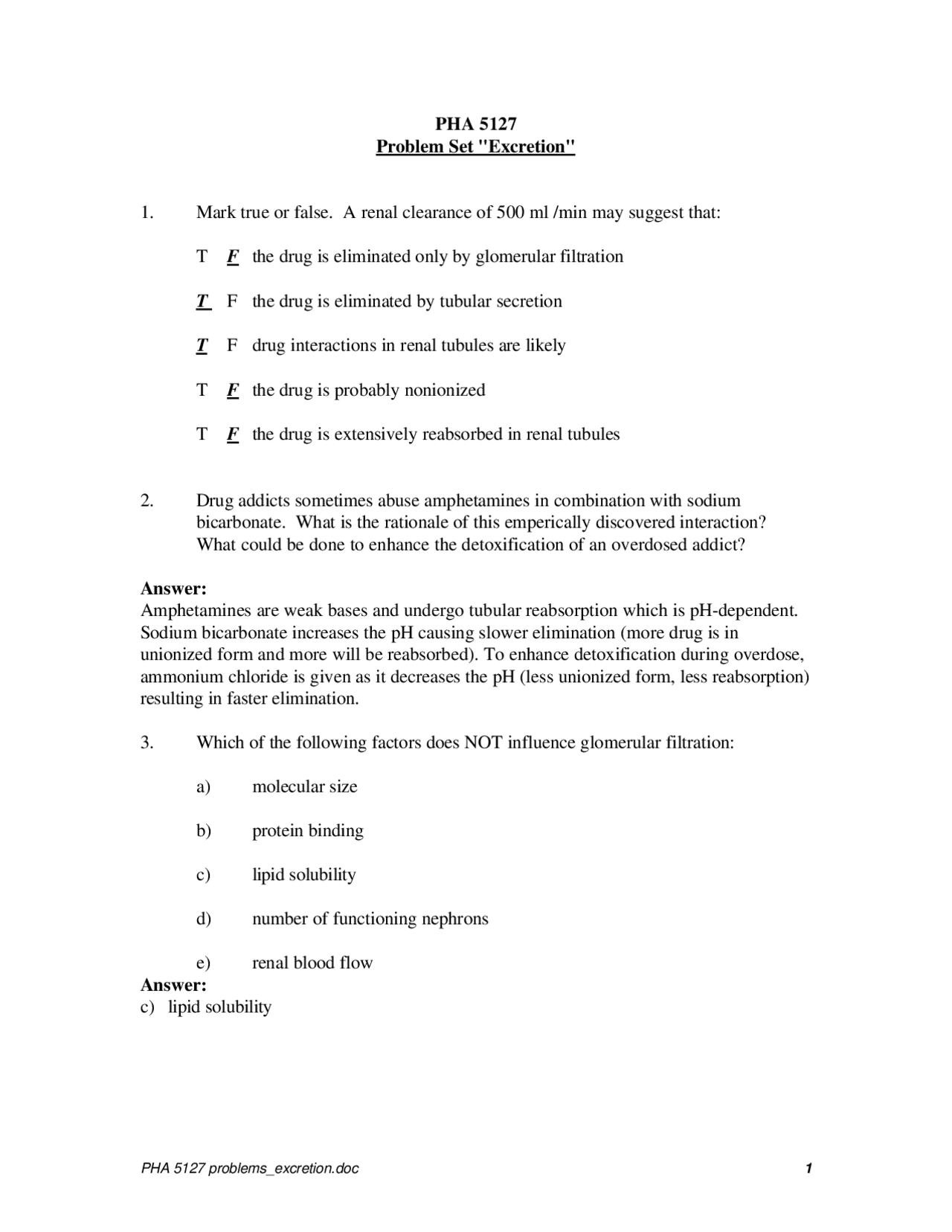 Dose Optimization I Problem Set With Solutions Pha 5127