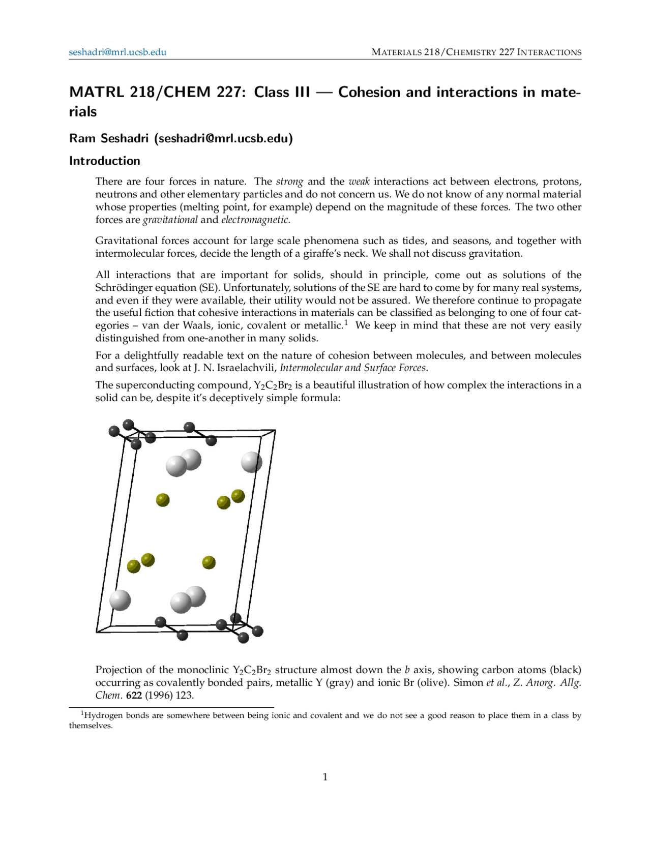Cohesion And Interactions In Materials Inorganic Materials Matrl