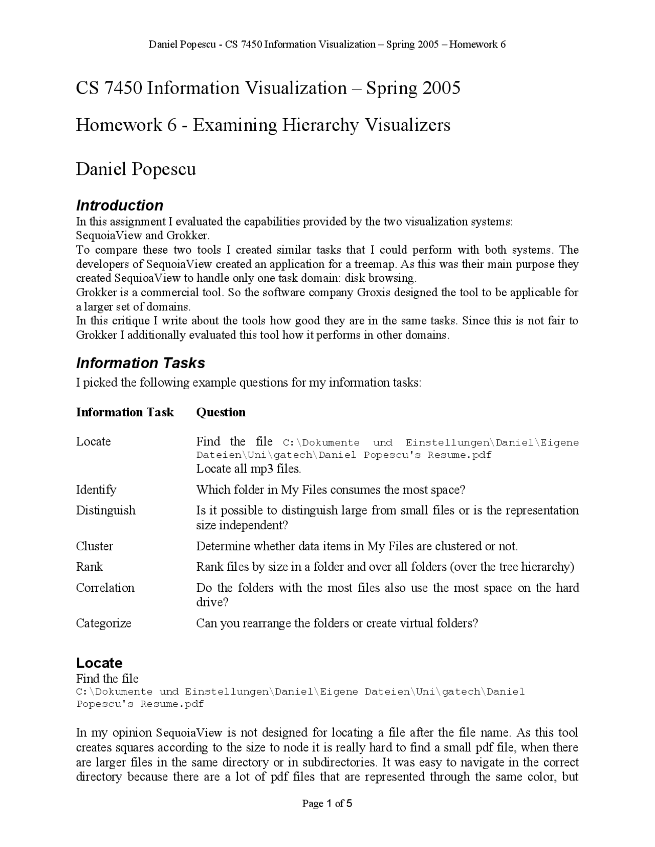 Examining Hierarchy Visualizers Homework 6 Cs 7450 Docsity