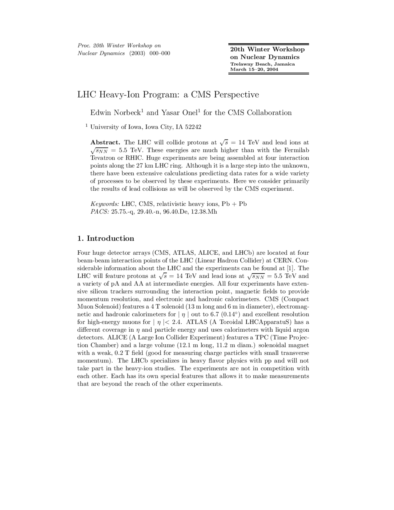 KHC Heavy Ion Program: a CMS Perspective - Lecture Notes | 000 000 ...