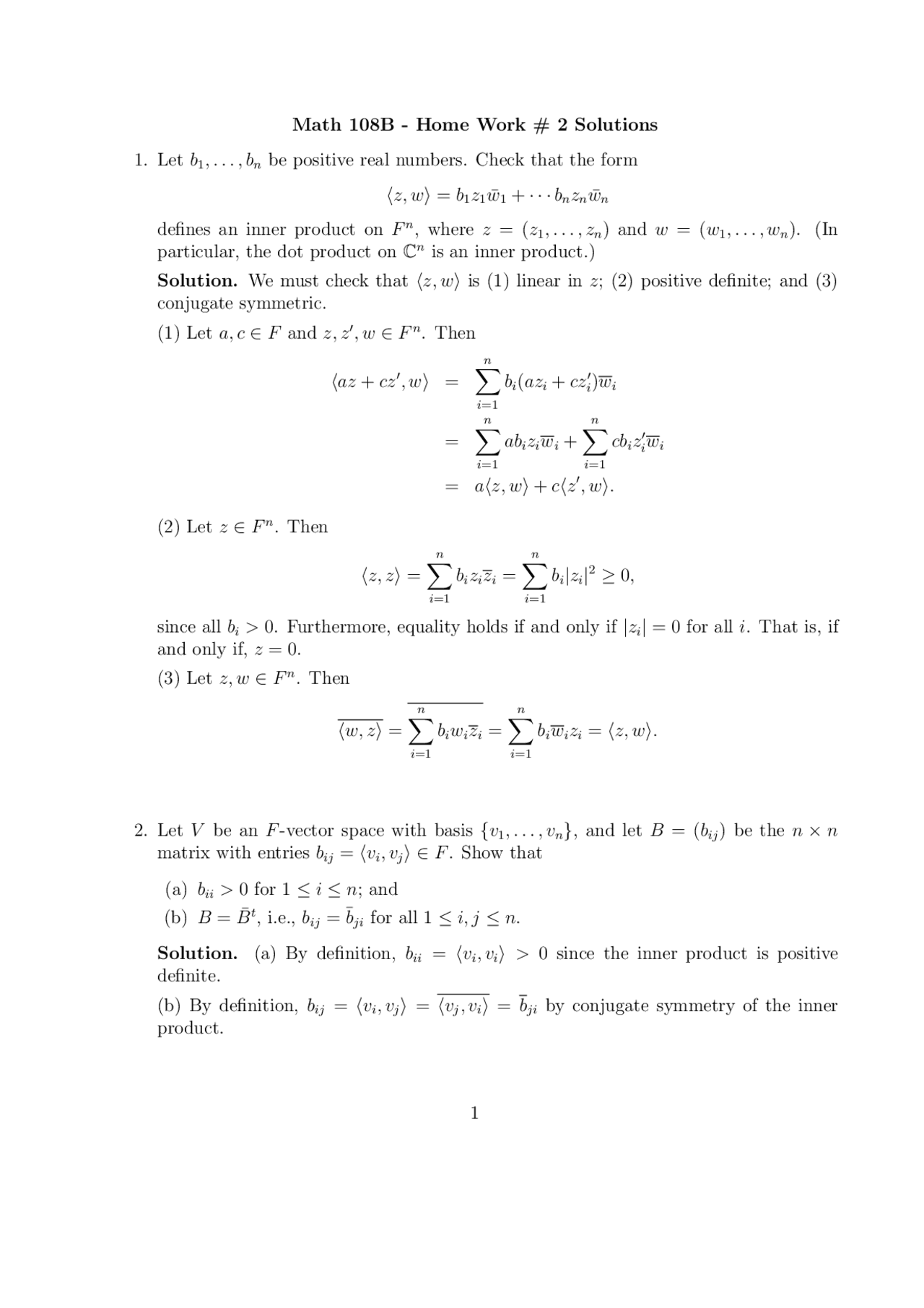 5 Problems on Advanced Linear Algebra with Solution - Homework 2 | MATH ...