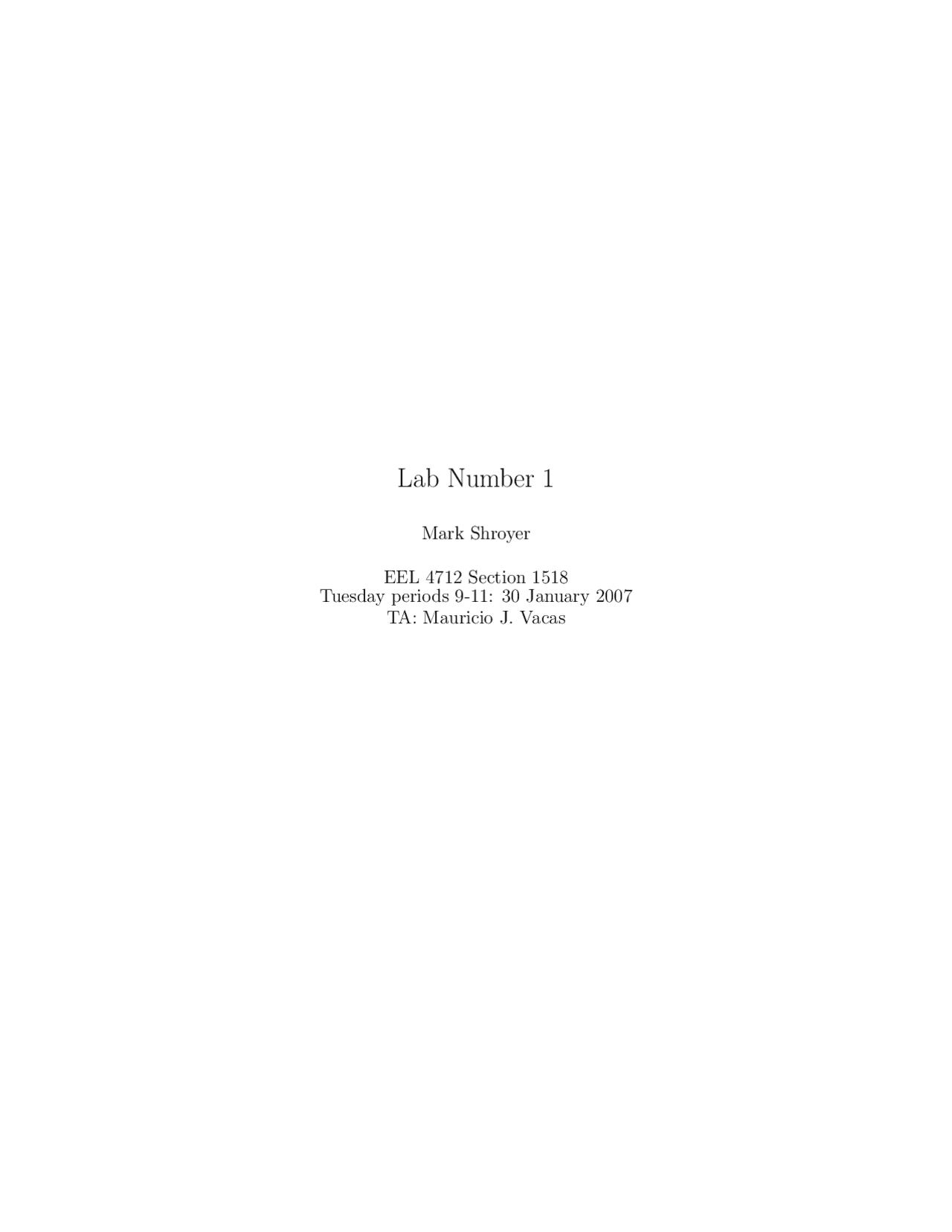 Laboratory 1 For Digital Design Eel 4712 Docsity