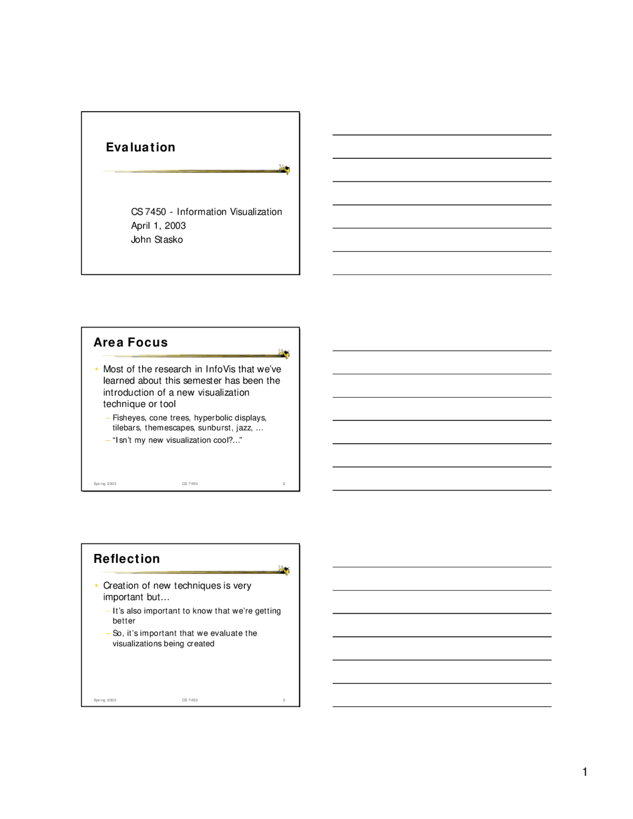 Lecture Slides On Evaluation Information Visualization Cs 7450