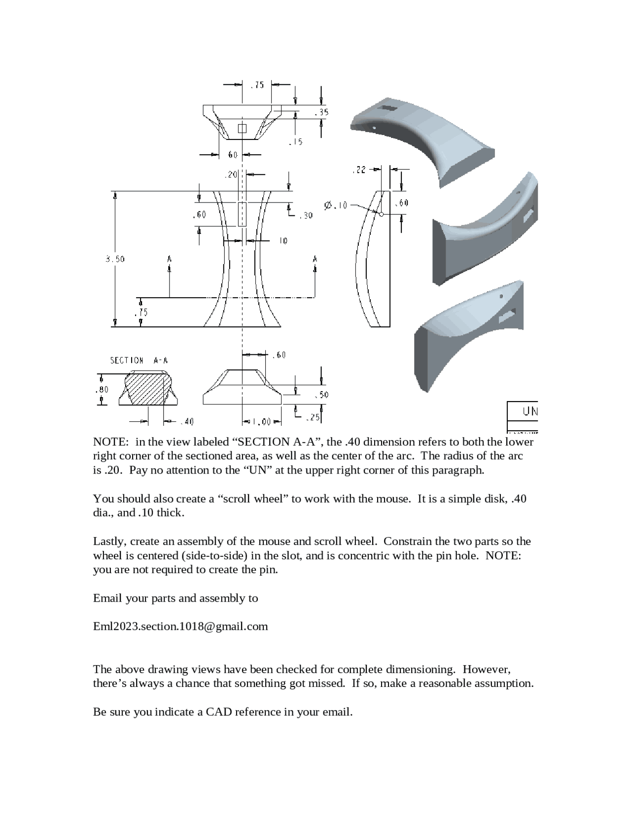 Computer Aided Graphics and Design - Exam 4 | EML 2023 - Docsity