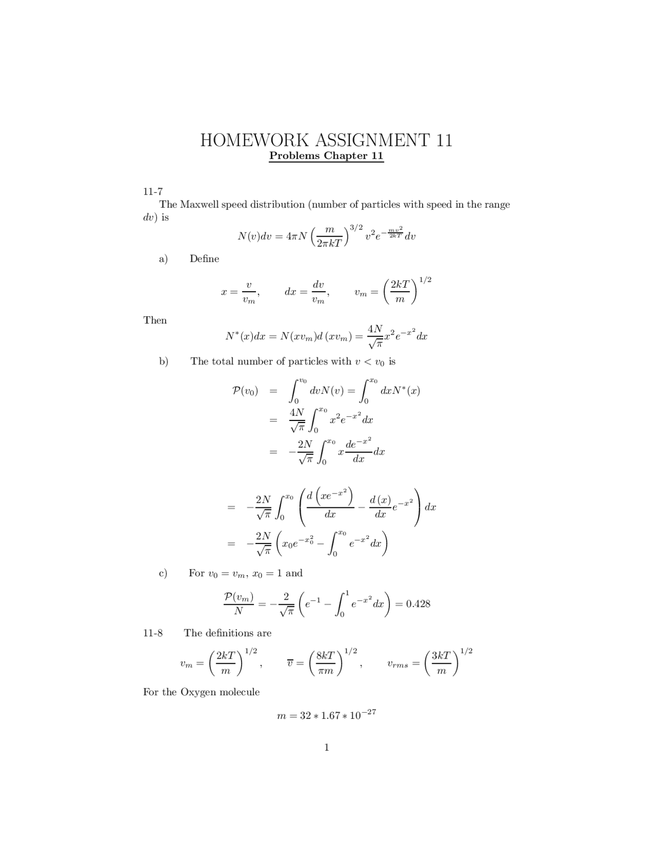 Homework Problem With Solution Thermal Physics Phy 3513 Docsity